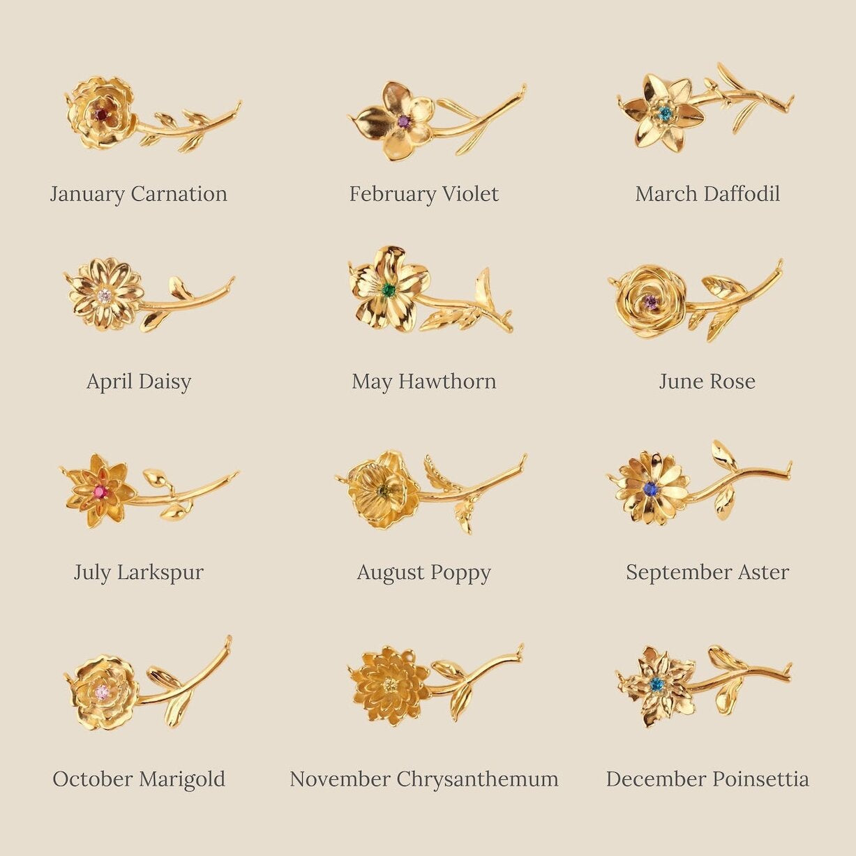 Kaylea Birth Flower Pendant Necklace